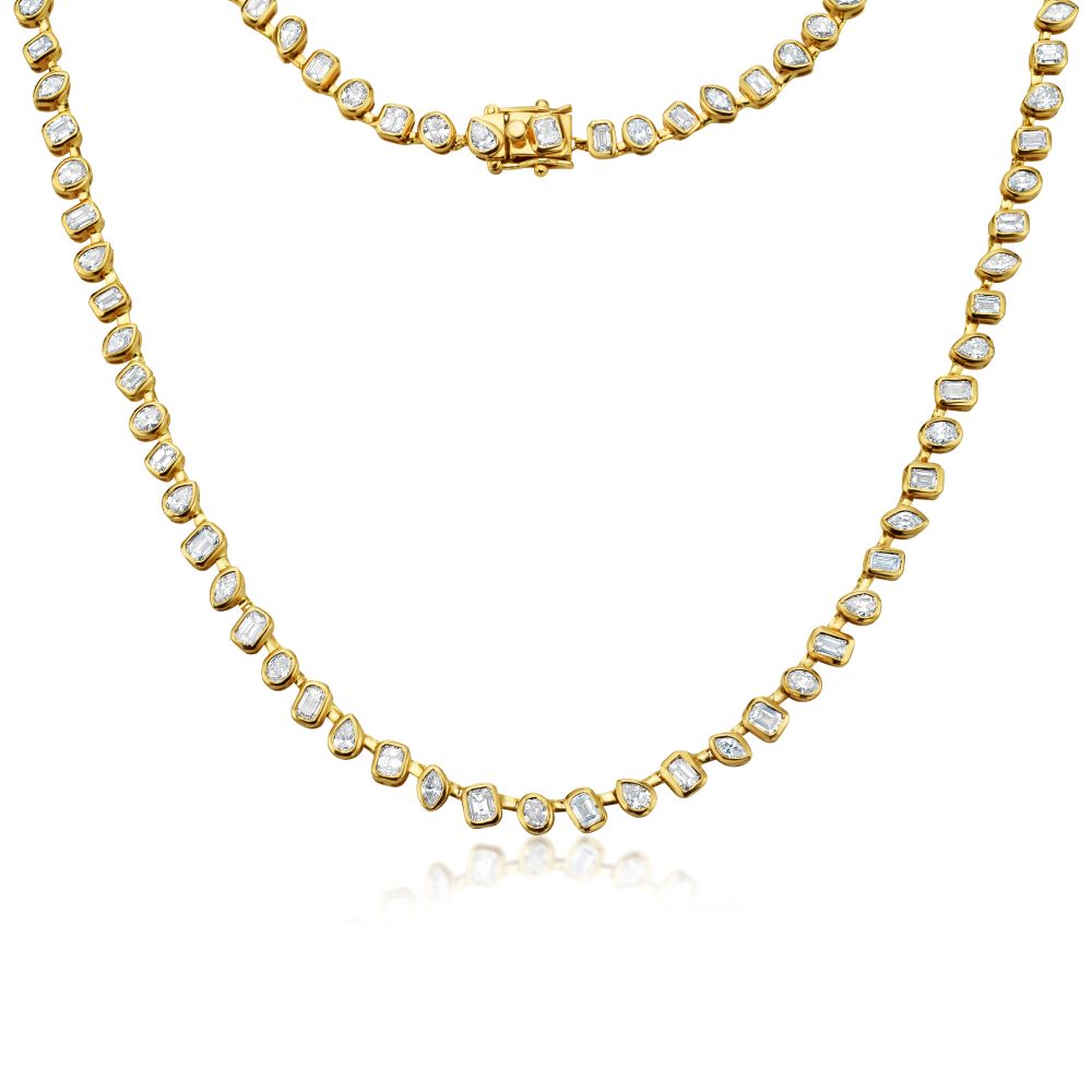 Multi Shape Diamond Necklace (8.40 ct.) in 18K Gold | Capucelli