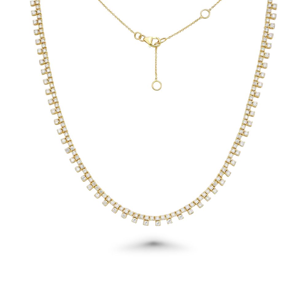 HalfWay Diamond Tennis Necklace (5.75 ct.) in 14K Gold | Capucelli