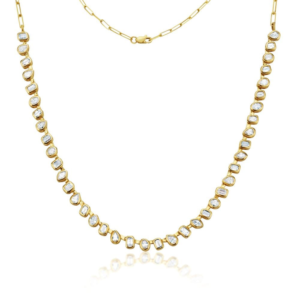 HalfWay Fancy Multi Shape Diamond Necklace With Adjustable Paper Clip ...