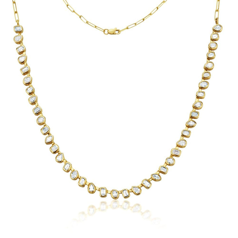HalfWay Fancy Multi Shape Diamond Necklace With Adjustable Paper Clip ...