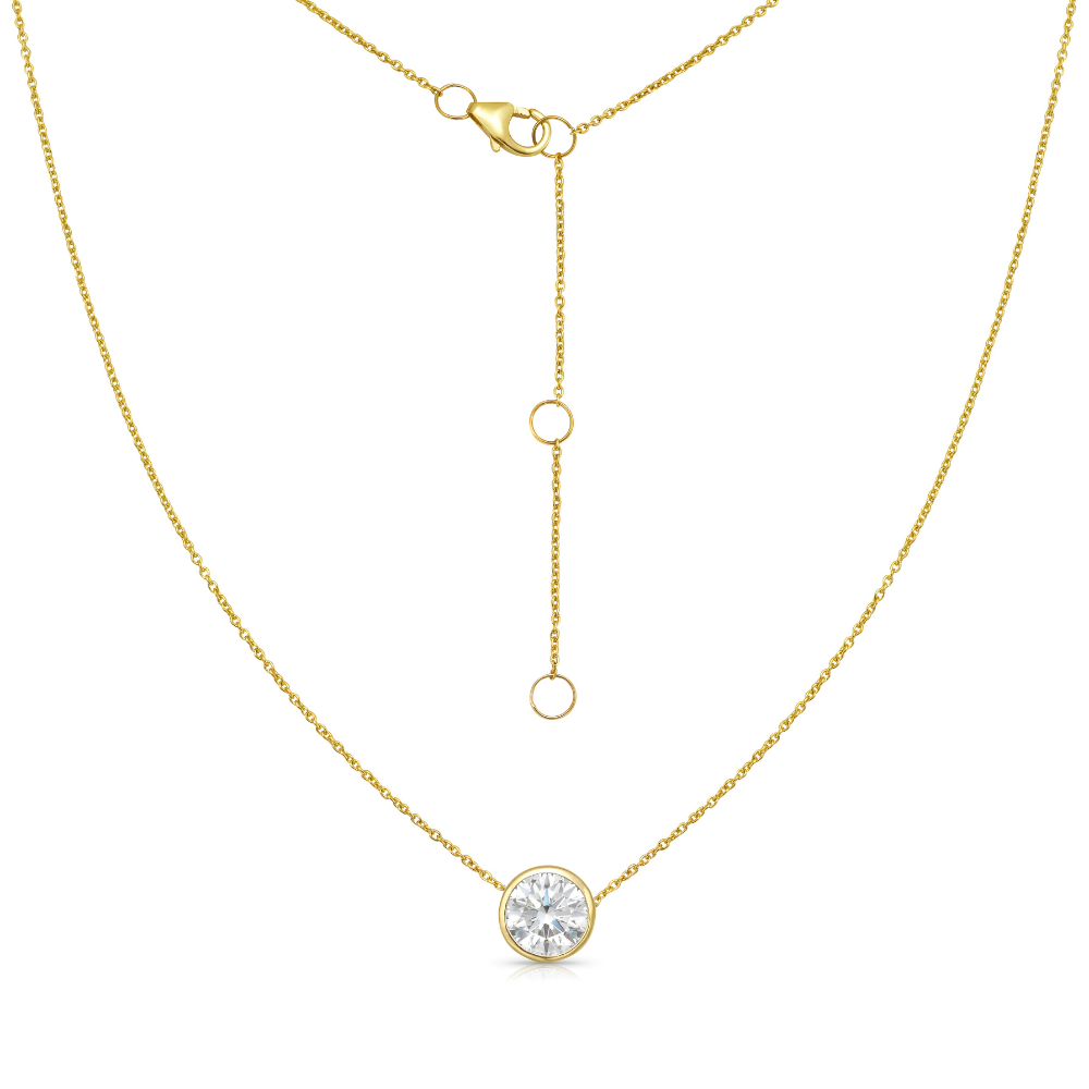 Lab Grown Diamond Bezel Necklace – 2.00 Carats | 14K White Gold | Capucelli