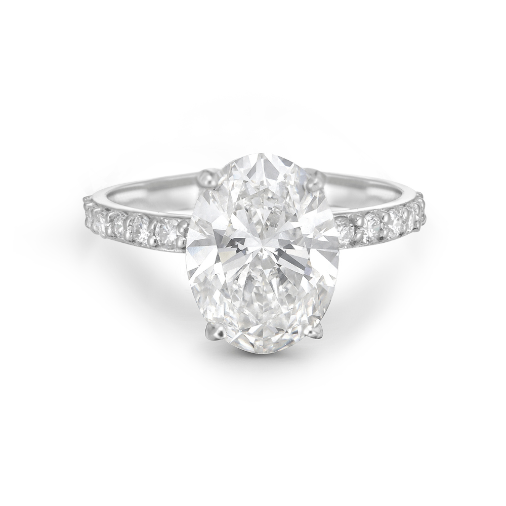 Capucelli Lab-Grown Diamond Oval Hidden Halo Pavé Engagement Ring – 3. ...