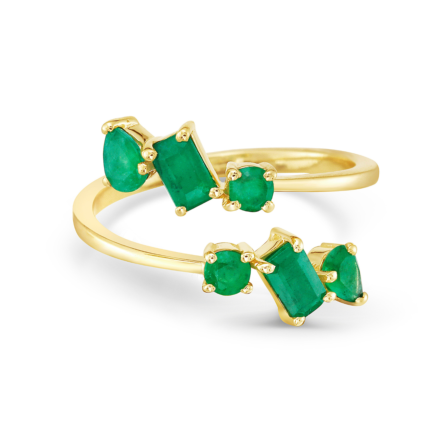Capucelli Mixed Shape Emerald Open Wrap Ring (0.90 ct.) – 4-Prong ...