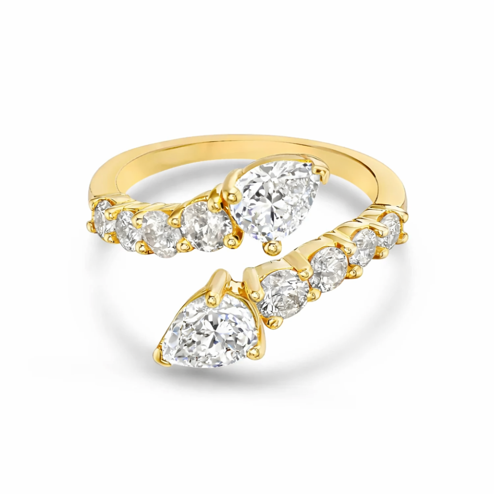 Pear Shape and Round Cut Diamond Open Wrap Ring (1.50 ct.) 4-Prongs ...