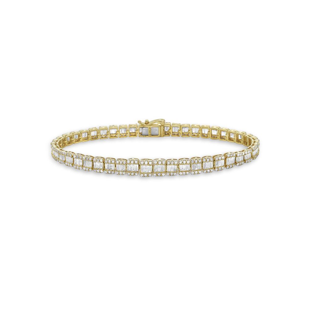 Round & Baguette Diamonds Rectangular Shape Tennis Bracelet (2.90 ct.)