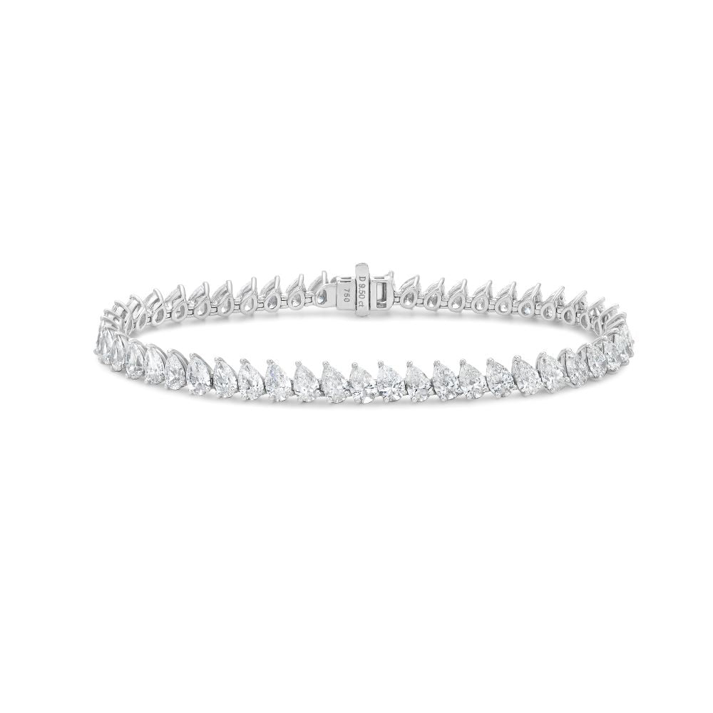Slanted Pear Shape Diamond Tennis Bracelet (9.50 ct.) in 18K Gold – Capucelli
