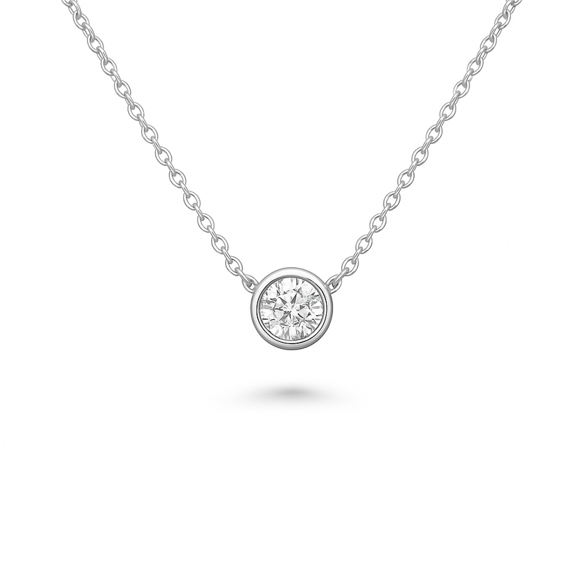 Solitaire Diamond Chain Necklace (0.20 ct.) in 14K Gold – Capucelli