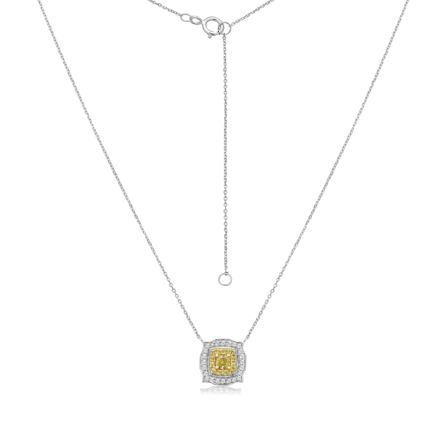 Yellow Diamond Double Halo Pear Shape Necklace (0.30 ct.) in 14K Gold ...