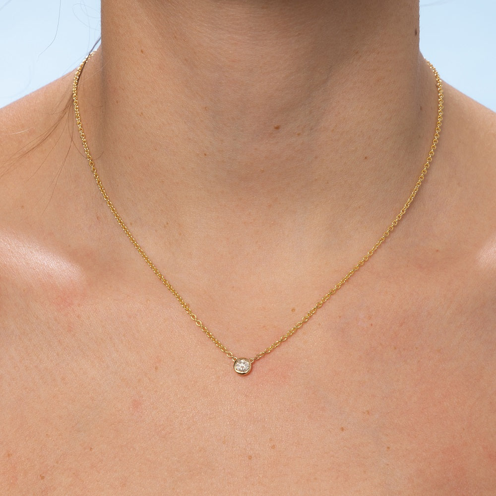 Solitaire Diamond Chain Necklace (0.25 ct.) in 14K Gold | Capucelli