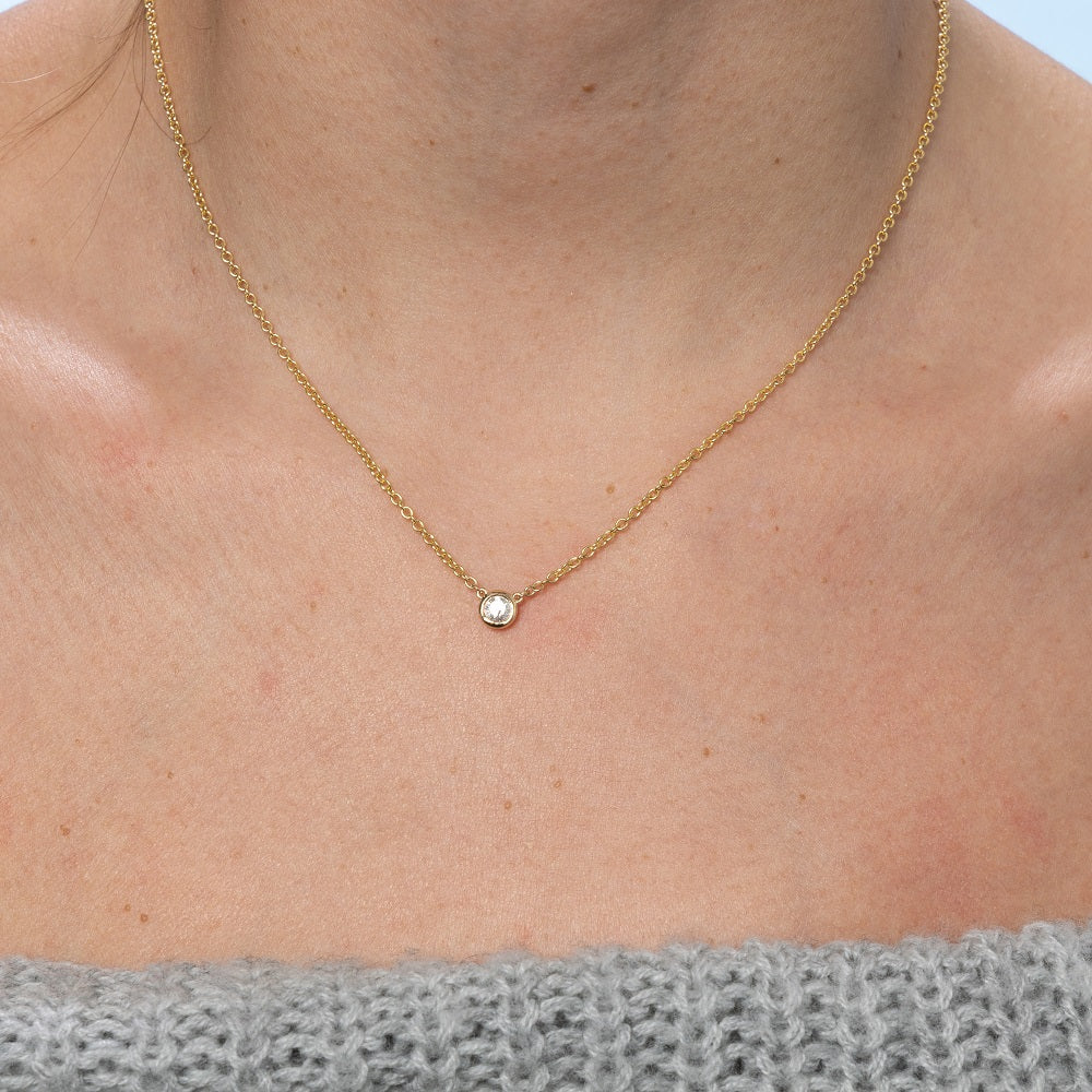 Solitaire Diamond Chain Necklace (0.25 ct.) in 14K Gold | Capucelli