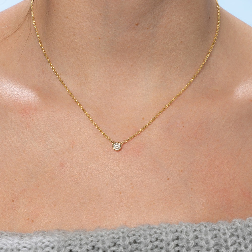 Solitaire Diamond Chain Necklace (0.20 ct.) in 14K Gold