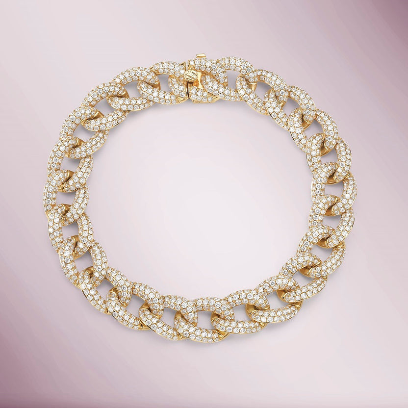 Diamond Link Bracelet (7.36 ct.) in 14K Gold | Capucelli
