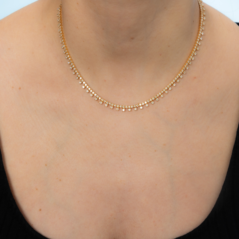 HalfWay Diamond Tennis Necklace (5.75 ct.) in 14K Gold | Capucelli